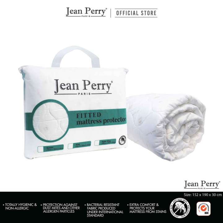 Jean Perry Fitted Mattress Protector | Deep Pocket 30cm, Soft Polyester ...