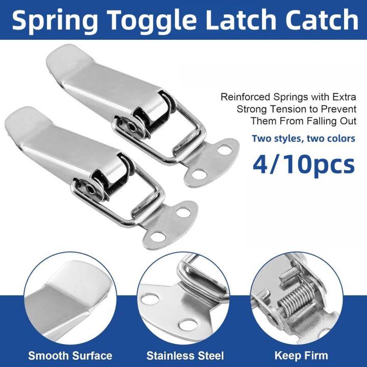4/10pcs Stainless Steel Spring Toggle Latch Catch silver/Black For ...