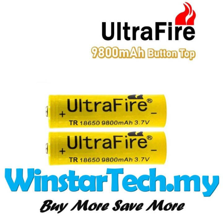 3.7V 18650 UltraFire 9800mAH Button Top Rechargeable Lithium Ion ...