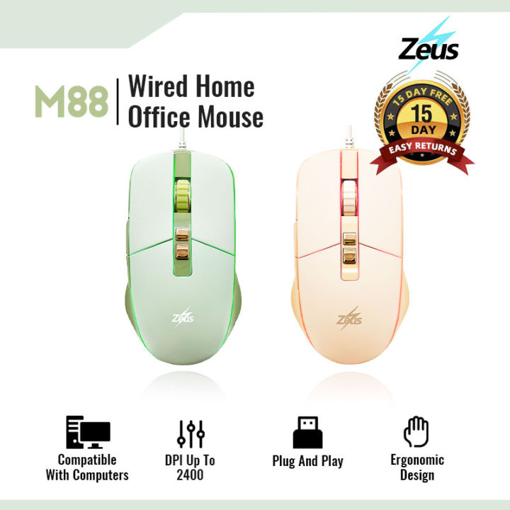 Zeus M-88 Silent Click Wired RGB Mouse 2 Colors RGB Mouse 4 DPI ...