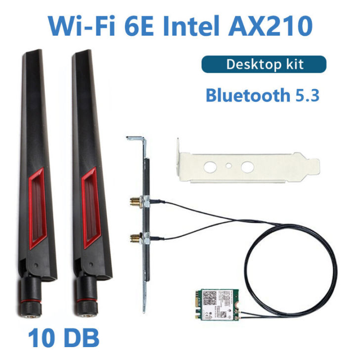 AX210 3000Mbps Wi-Fi 6E Intel AX210 Bluetooth 5.3 Desktop Kit Wifi 6 AX200 Card 10DB Antenna 802 ...