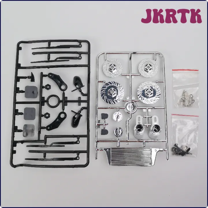 JKRTK 1/10 Scale RC Car Plastic Side-View Mirrors Exhaust Pipe Brake ...