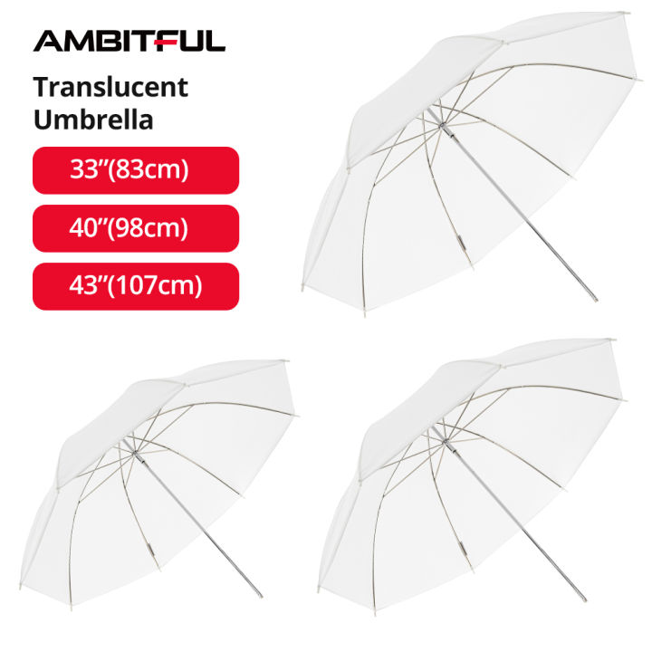 AMBITFUL 33/40/43 inchs 83/ 98/107cm Translucent Umbrella Soft umbrella ...