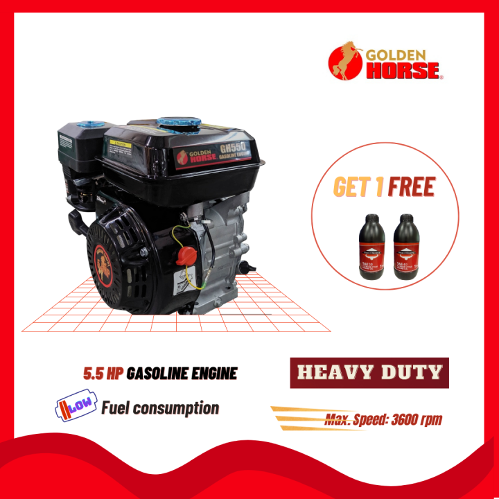 GOLDEN HORSE 5.5HP Four Stroke Air Cooled Gasoline Engine Power | Lazada PH
