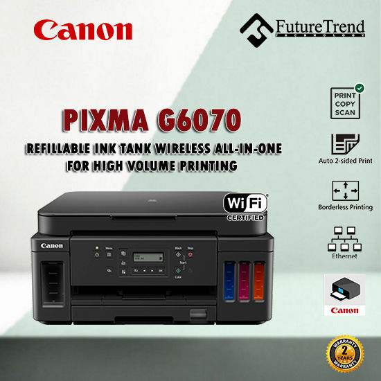 Canon PIXMA G6070 Refillable Ink Tank Wireless All-In-One(Print,Scan ...