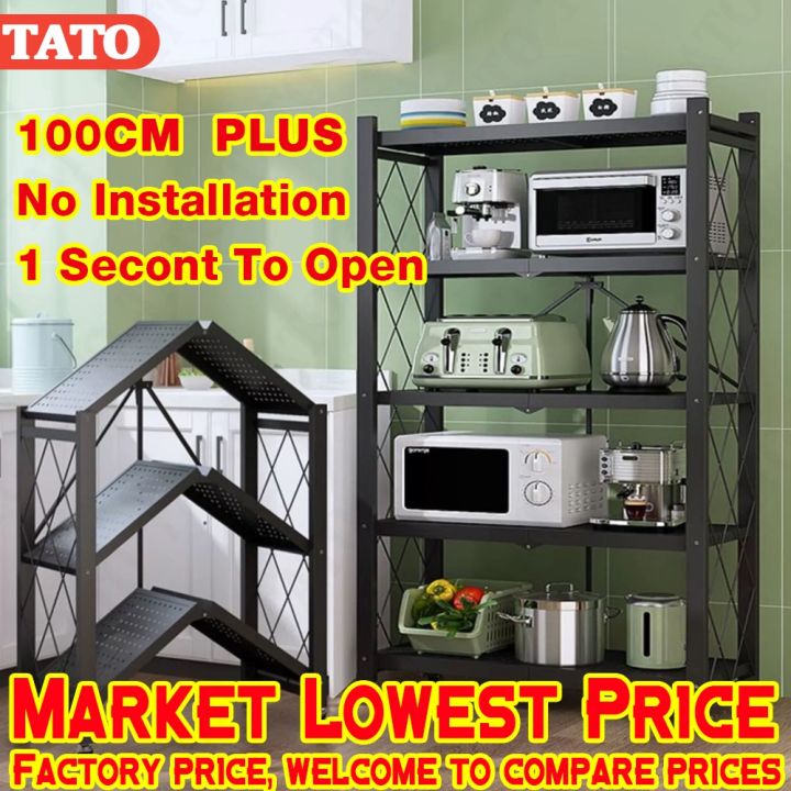 3-5Layer Kitchen Rack organizer Folding Racks Rack Shelves With Wheels ...