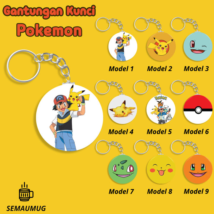 GANTUNGAN KUNCI POKEMON KADO GANCI BULAT ANIME LUCU PRINT CUSTOM ...