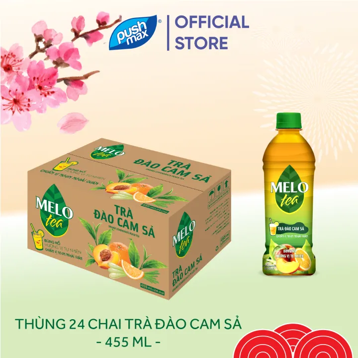 Thùng 24 Trà Đào Cam Sả Melo Tea - Pushmax (455ml x 24 chai) | Lazada.vn