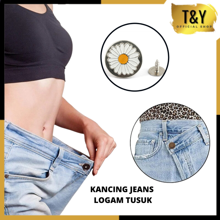 TY Kancing Jeans Logam Tusuk Simple Adjustable Kancing Celana Jeans ...
