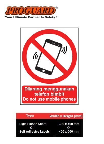 "Do Not Use Mobile Phones" Prohibition Safety Sign Indoor Outdoor ...