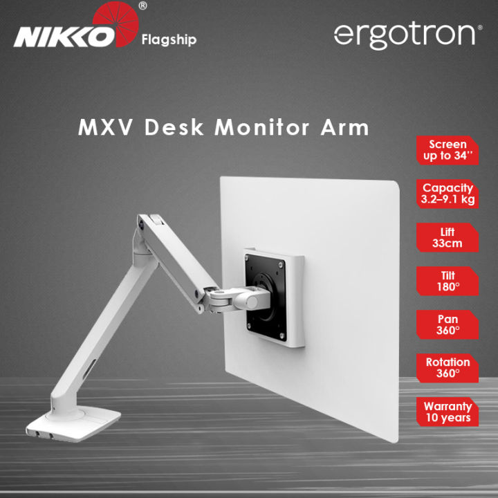 [Local 10-Yr Warranty] Ergotron MXV Desk Monitor Arm White Monitor ...