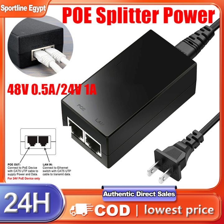 48V 0.5A/24V 1A Desktop POE Splitter Power Injector Surveillance CCTV ...
