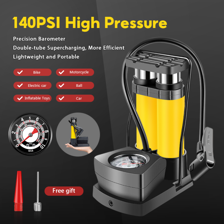 TIGU High Pressure Bike Pump Motorcycle Pump With Gauge 160 PSI for ...
