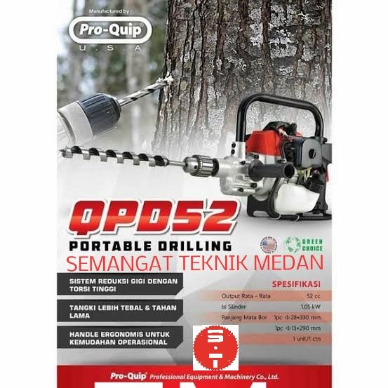 QPD52 MESIN ENGINE PORTABLE BOR DRILL JINJING POHON SAWIT 13mm PROQUIP ...