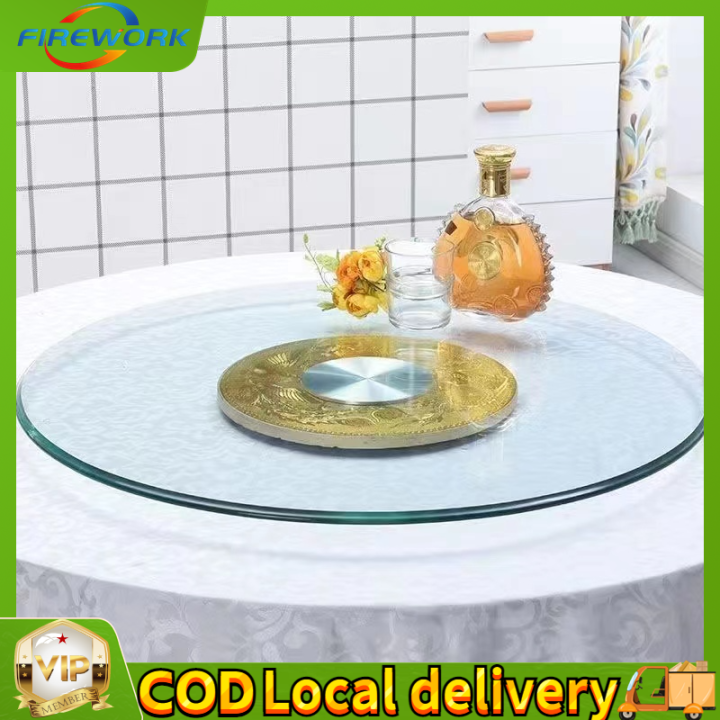 Tempered glass table top family dining table turntable can be swiveled ...