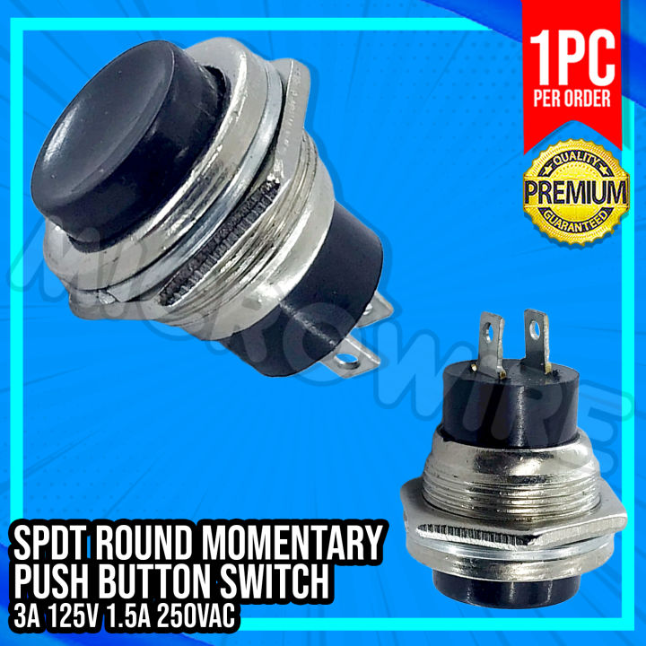 SPDT Red/Black Round Momentary Push Button Switch 3A 125V 1.5A 250VAC ...