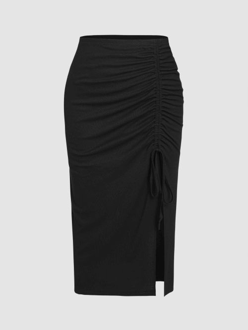 Cider Solid Drawstring Split Maxi Skirt Curve & Plus | Lazada PH