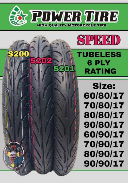 POWER TIRE SIZE 17 S200, S201 & S202 6PLY TUBELESS (PWEDE E TUBETYPE ...
