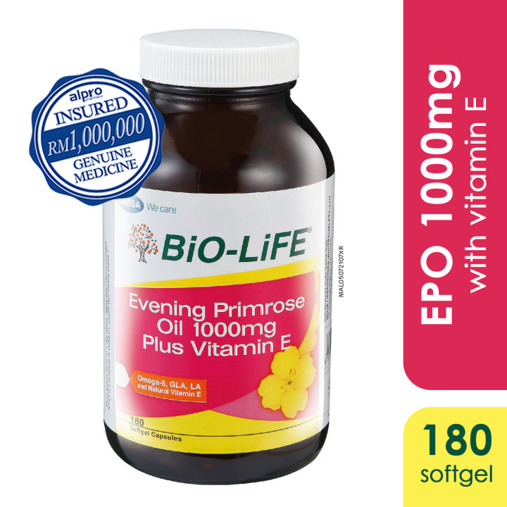 Bio-Life Evening Primrose Oil 1000mg Plus Vitamin E 180s | Skin ...