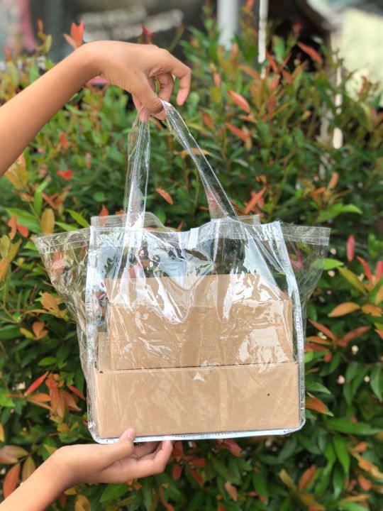 Tas Plastik Transparan SERBAGUNA Ukuran 22 x 22 Tinggi 23 cm Super Cantik / Tas PLASTIK ...