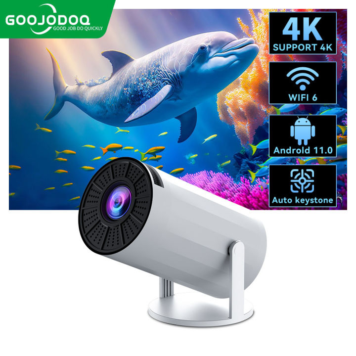 GOOJODOQ Mini Projector HY300 4K Android 11 Dual Wifi6 200 ANSI BT5.0 ...