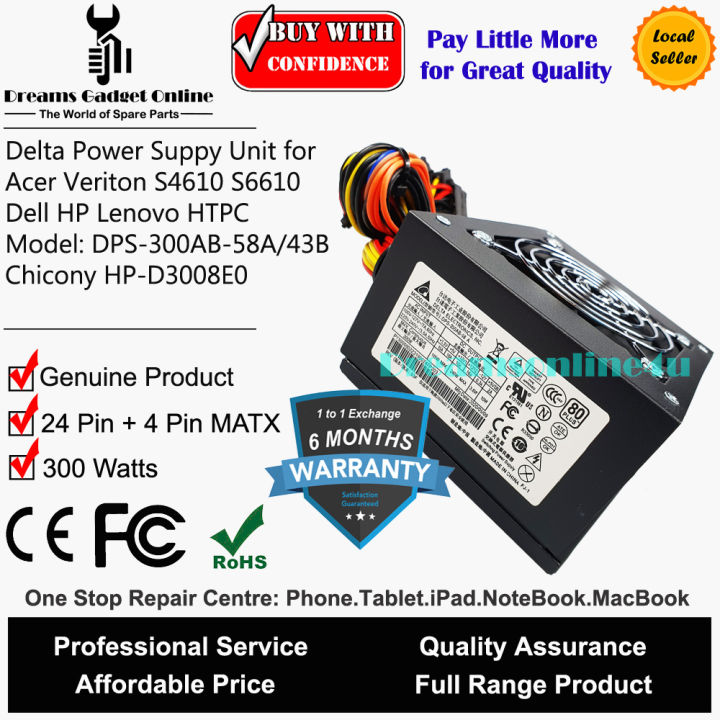 Delta DPS-300AB-58A / 43B Chicony HP-D3008E0 High Efficiency MATX 300W ...