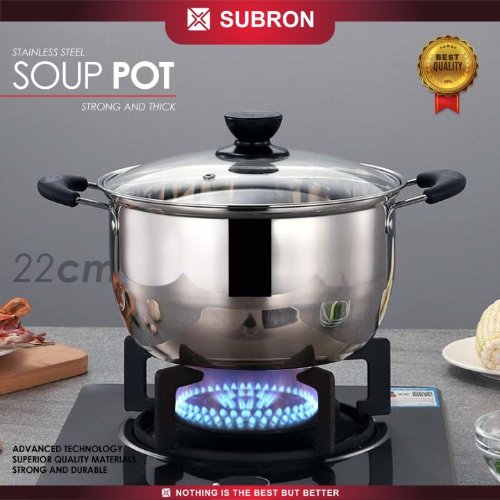 SUBRON Soup Pot 22cm Panci Sup Stainless Tutup Kaca | Lazada Indonesia