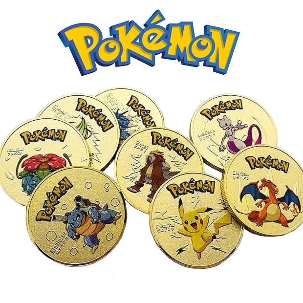 Pokemon Coins Commemorative Cards Metal Gold Plated Silver Collection ...