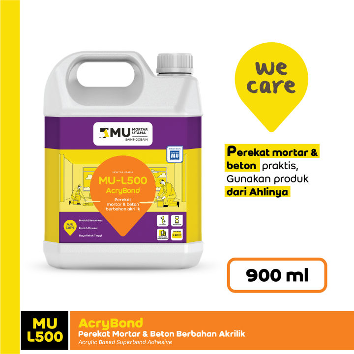 Mortar Utama MU-L500 Acrybond Perekat Mortar & Beton 900 ml | Lazada ...