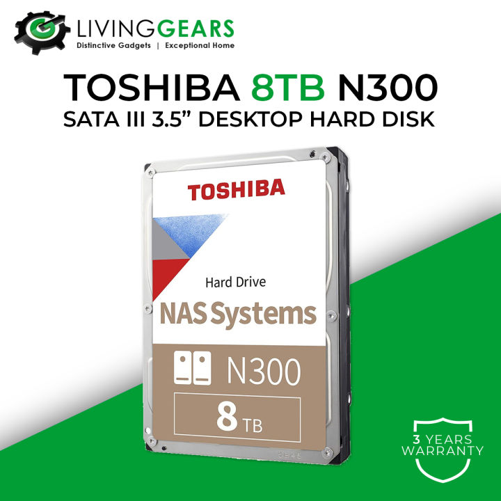 Toshiba 8TB 256MB 3.5" SATA 6.0Gbit/s 7200RPM N300 Internal Hard Disk Drive For NAS | Lazada