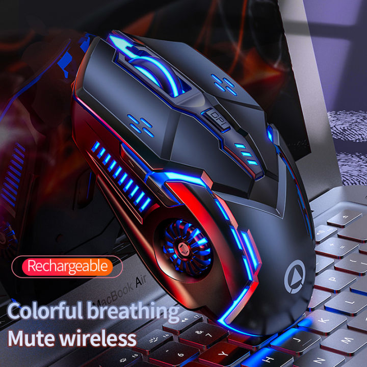 Wireless Rechargeble Mouse 2.4G Glowing Silent Gaming Mouse Ergonomic ...