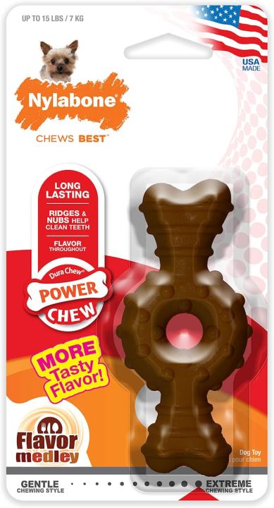 Nylabone Power Chew Ring Bone Toy for Dogs Up To 7kg Medley Flavor ...