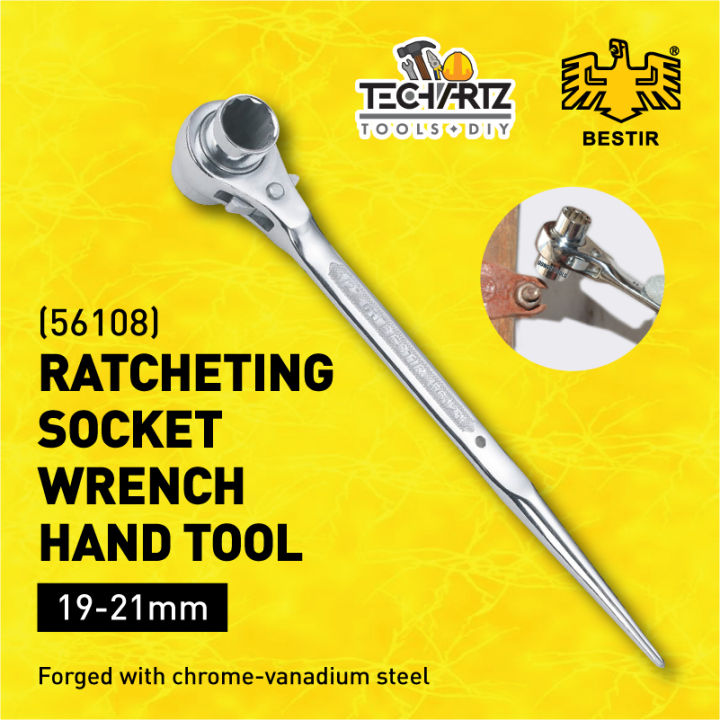 BESTIR Portable Silver Scaffolding Podger Tapered End Ratchet Spanner ...
