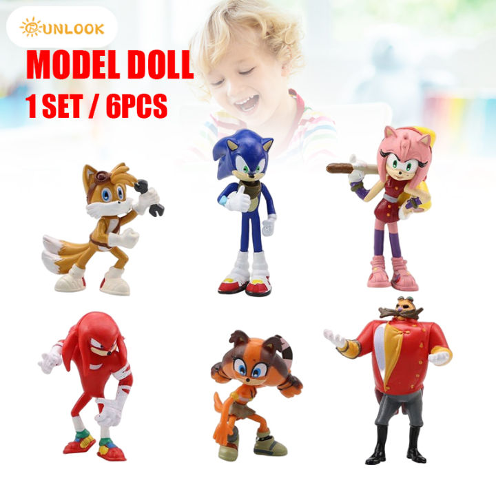 6Pcs/set New Big Sonic Cartoon Classic Sonic Super Sonic Knuckles sonic ...
