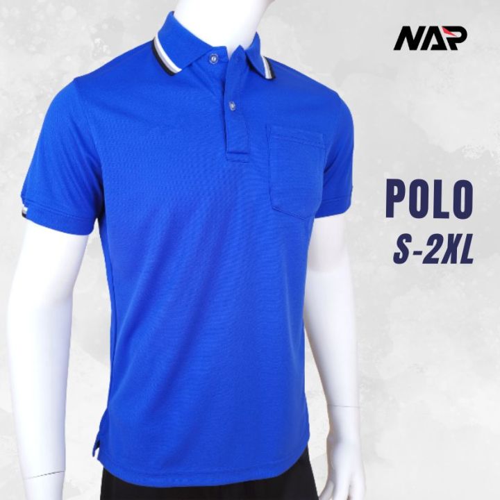 เสื้อโปโล เสื้อโปโลชาย แขนสั้น เสื้อคอปกชาย สีพื้น NAP Polo ไซส์ S M L ...