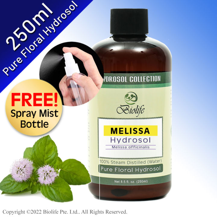 Biolife Melissa Pure Floral Hydrosol (250ml). Alcohol Free. 100% Steam ...