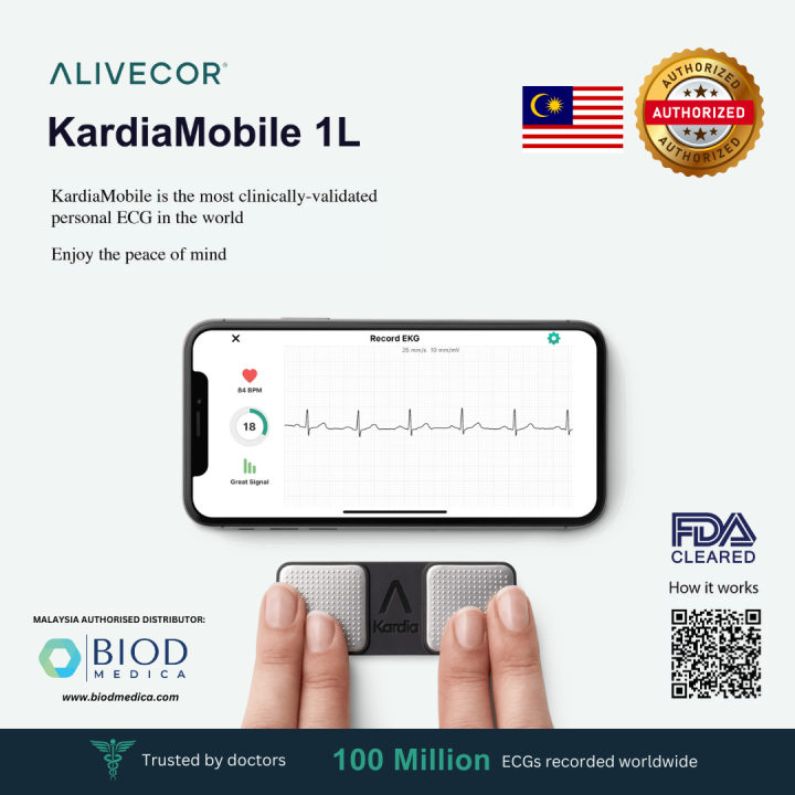 AliveCor Kardia Mobile 1L | portable instant ECG device | heart monitor ...