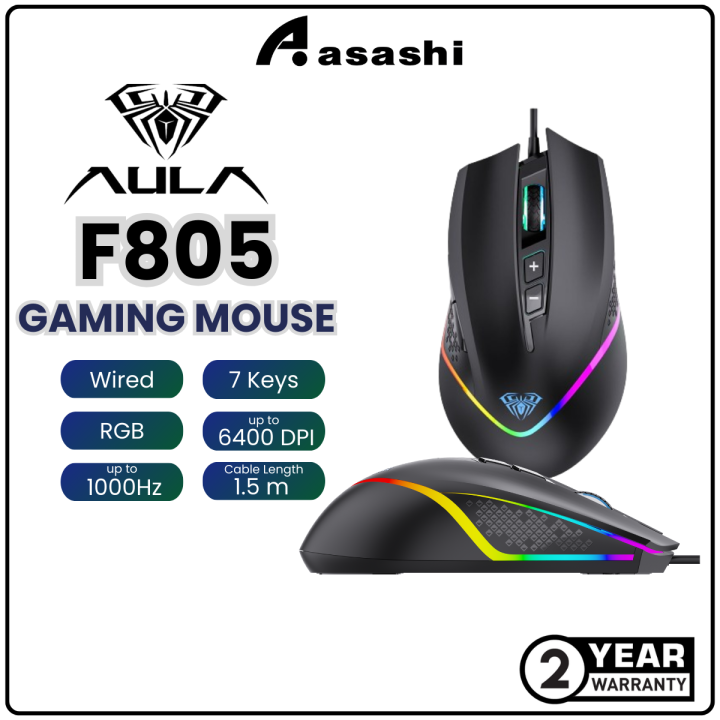 AULA F805 6400DPI RGB 7 Key Gaming Mouse | Lazada