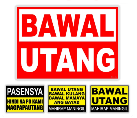 Bawal Utang No Credit Sign - Laminated Signage Label - A4 Size | Lazada PH