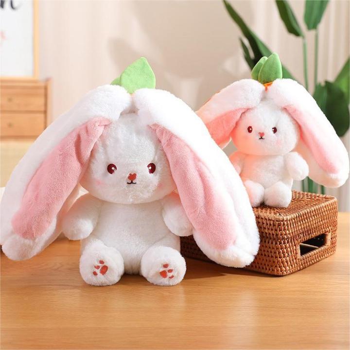 Cute Transformation Long Ear Strawberry Rabbit Doll Plush Toy Small ...
