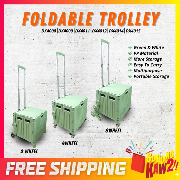 Adjustable Hand Handle 55L Foldable Trolley Wheel Storage Plastic ...