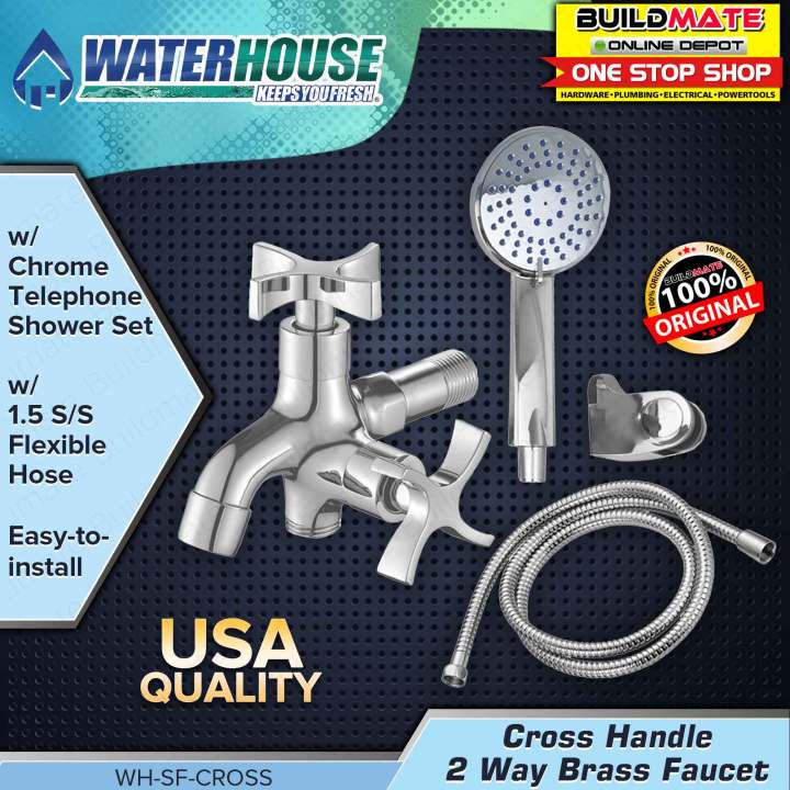 WATERHOUSE by POWERHOUSE Telephone Shower Set with Cross Handle 2 Way ...
