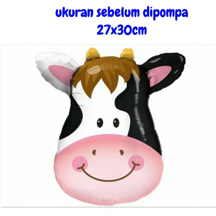 Balon karakter muka animal hewan binatang sapi cow | Lazada Indonesia