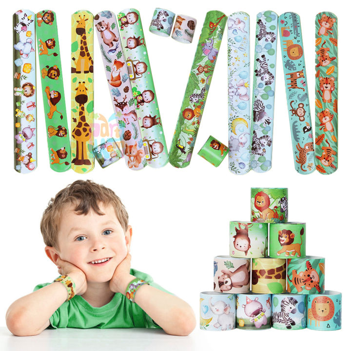 10pcs Jungle Animals Clap Circle Wristband Slap Bracelet for Kids ...
