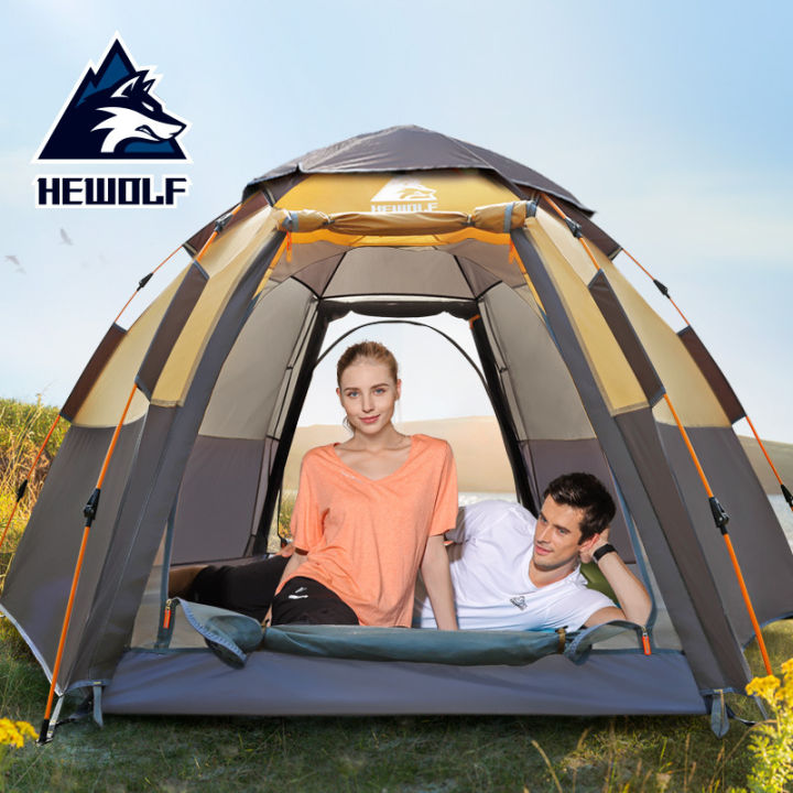5-8 Person Outdoor Hexagon Camping Tent Auto Tent Waterproof Automatic Tent Sleeping Bag ...