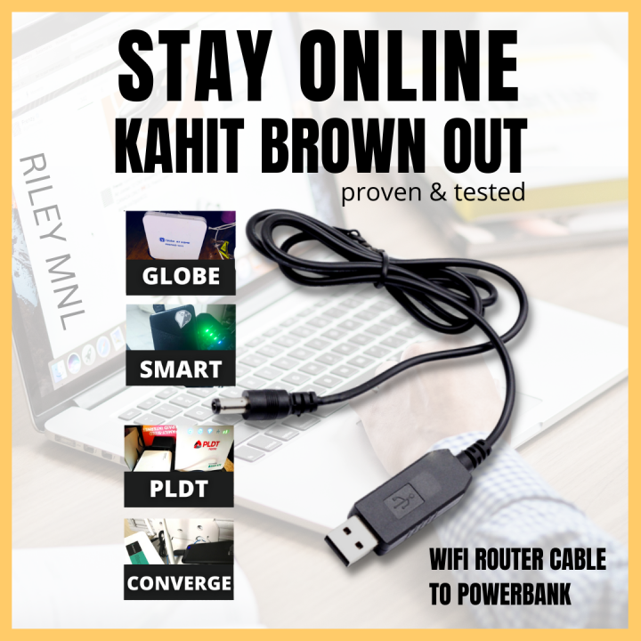 Riley MNL - Step Up 5V to 12V USB Wifi Connector to Powebank Cable ...