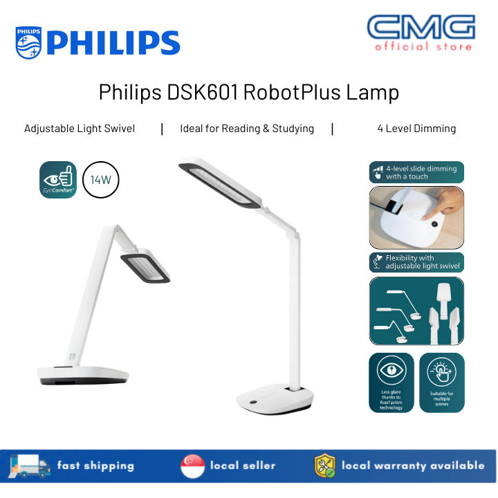 Philips Robotplus DSK601 LED Desk Light // 4 Level Dimming, Flexible ...