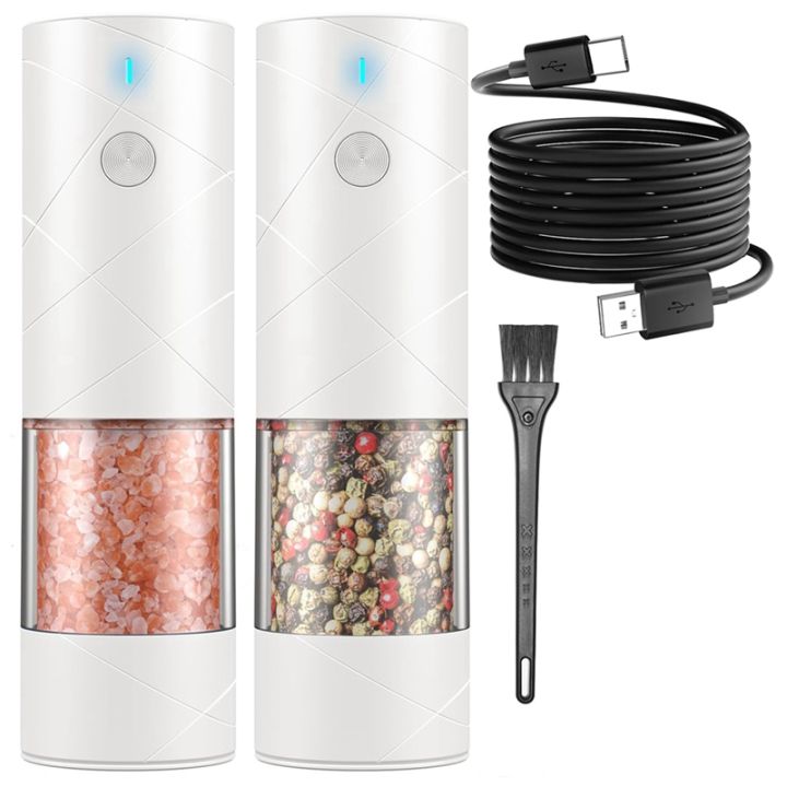 Electric Salt and Pepper Grinder Kit USB Rechargeable, Adjustable ...