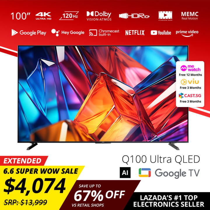 PRISM+ Q100 Ultra | 4K QLED 120Hz 4K AI Google TV | 100 inch TV ...