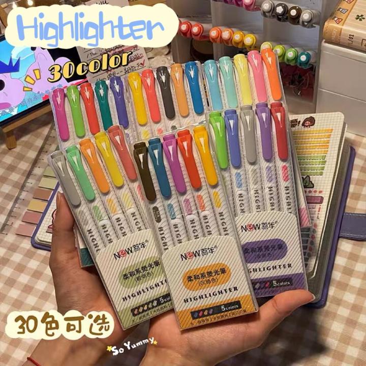 5 Pcs/Set Double Headed Highlighter Pens Graffiti Markers Student Art ...